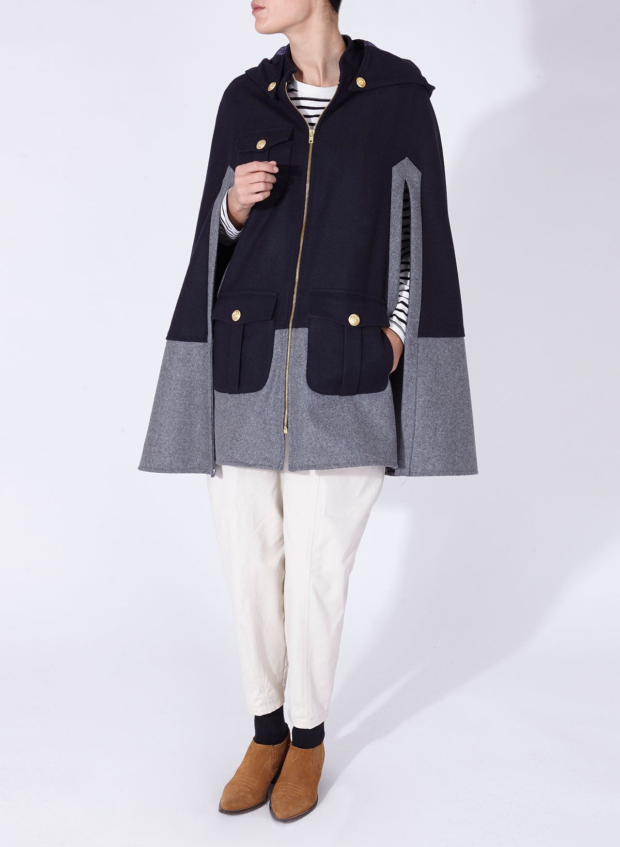 Atlantic Trench Cape Navy & Gray | Seseña Capes 1901